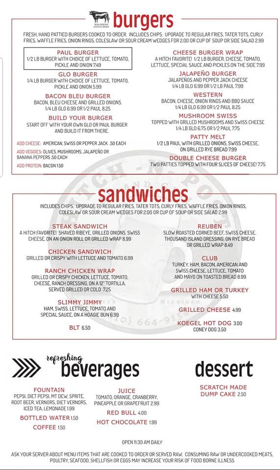 Menu at Hitch N Post Bar & Grill, Lapeer