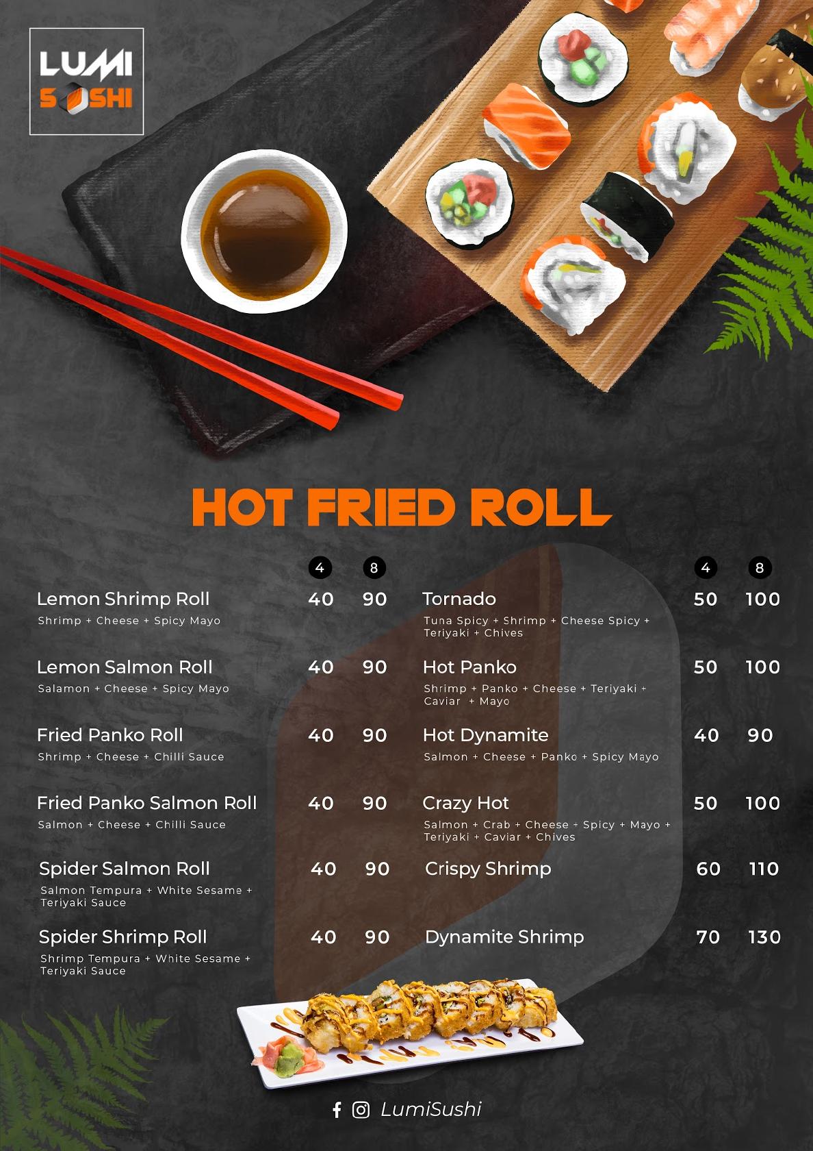 Menu at Lumi sushi restaurant, New Cairo City