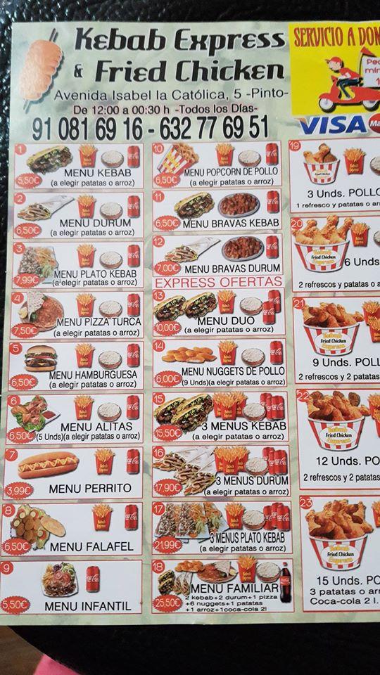 Menu at KEBAB Express &fried chicken restaurant, Pinto