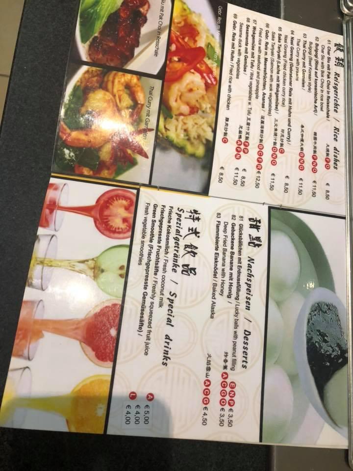 Menu at Liu's Asia Küche restaurant, Linz