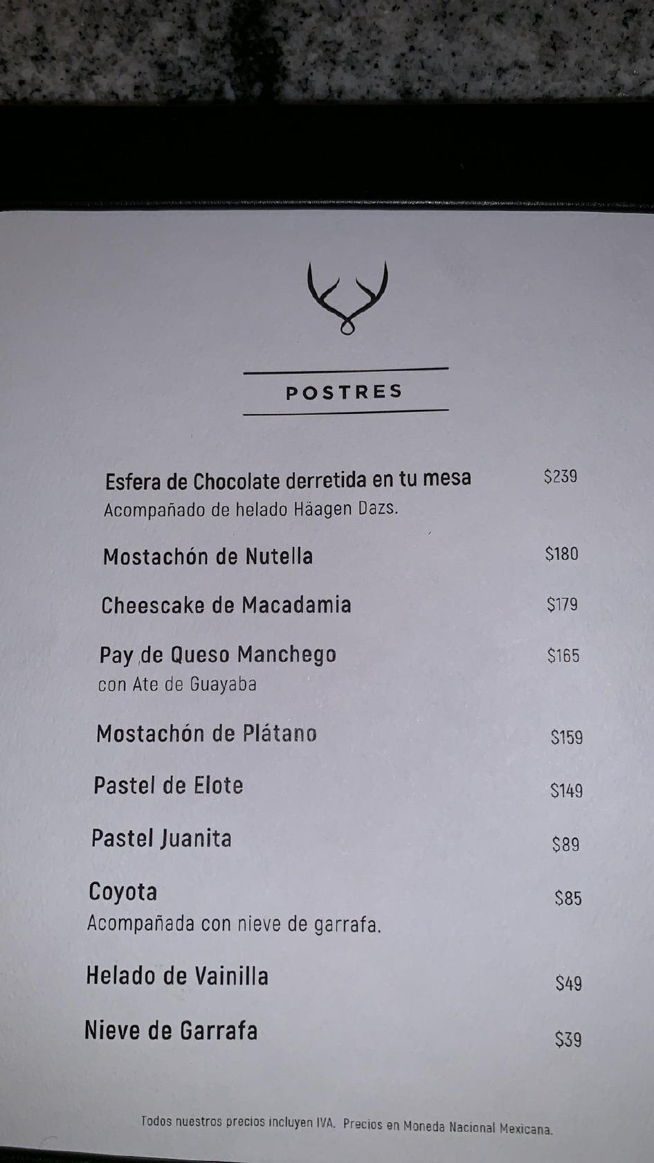 Carta del restaurante Mochomos Guadalajara, Zapopan