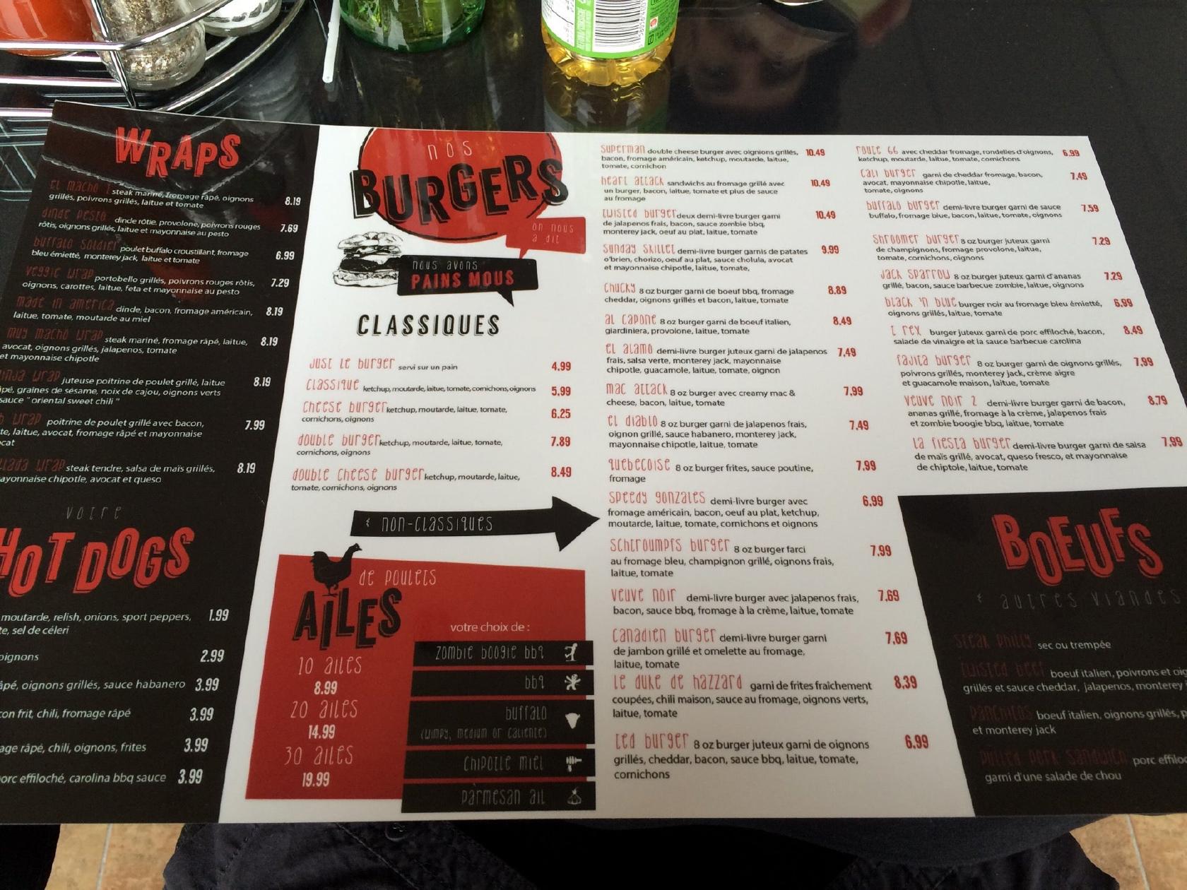 Menu at Twisted Burger restaurant, Longueuil