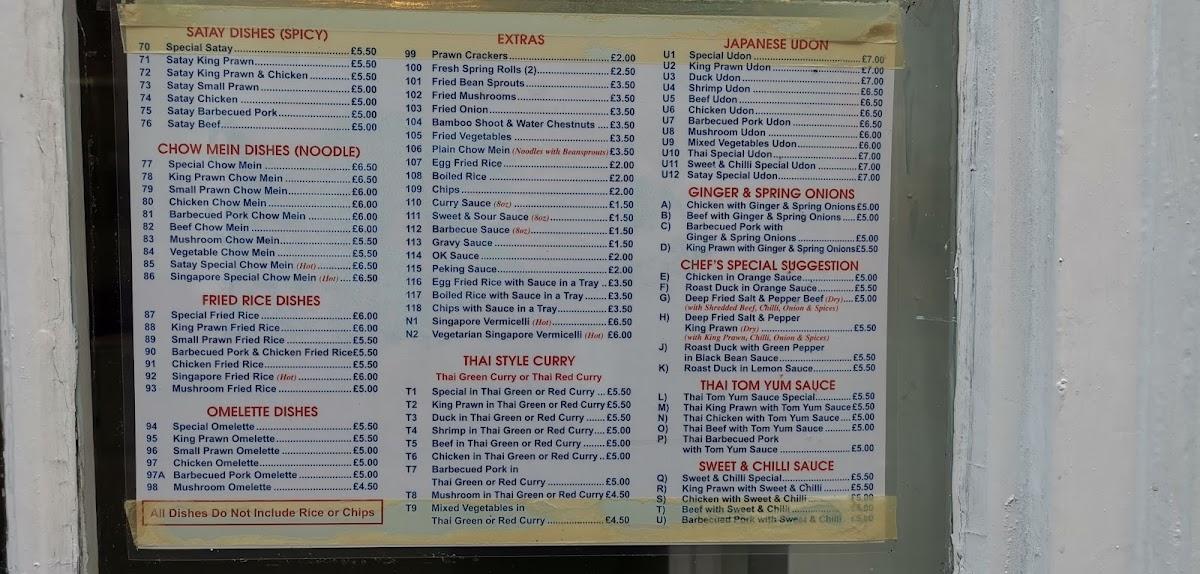 Menu at Silver Moon fast food, Kirkby Lonsdale