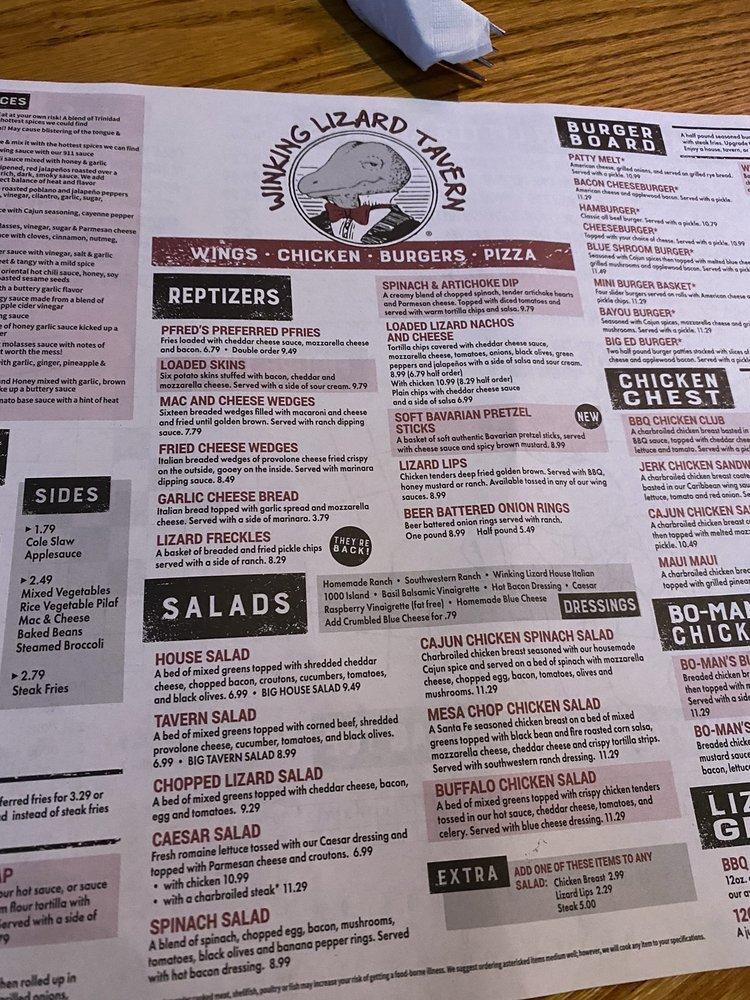 Menu at Winking Lizard Canton (Fulton Dr) pub & bar, Canton