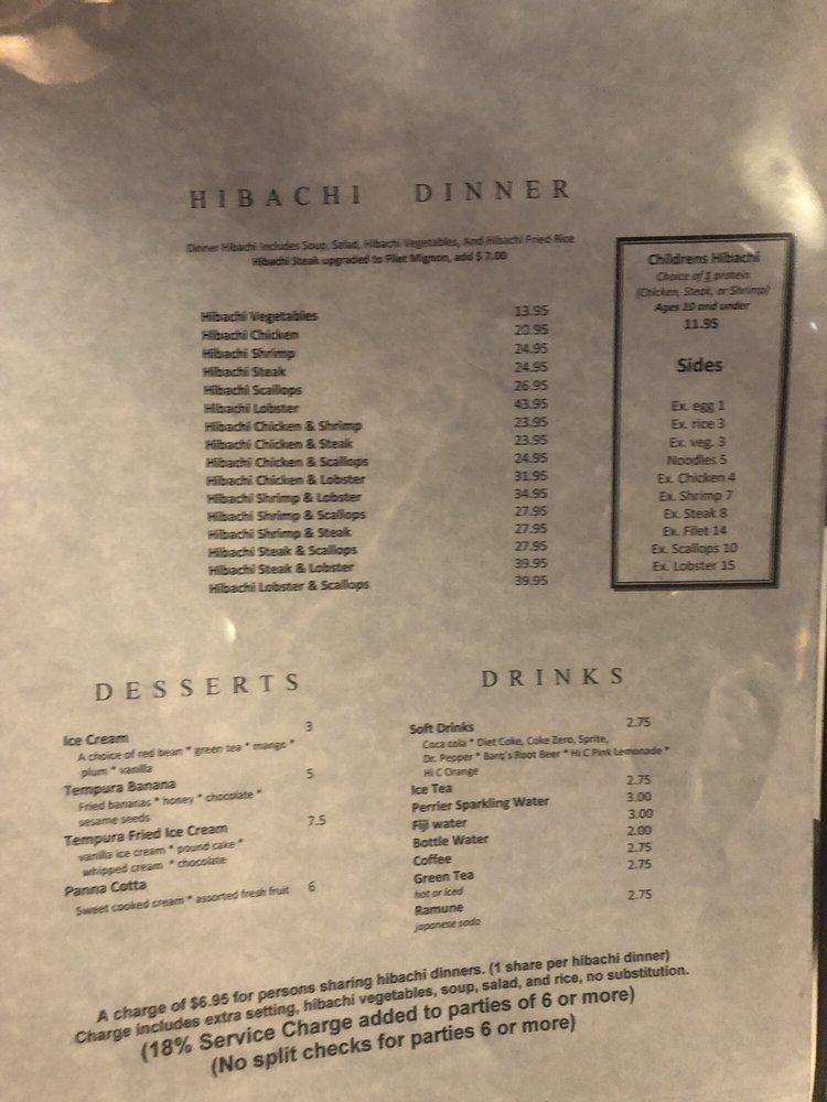 Carta de Ichiban Sushi Bar & Grill, Baton Rouge