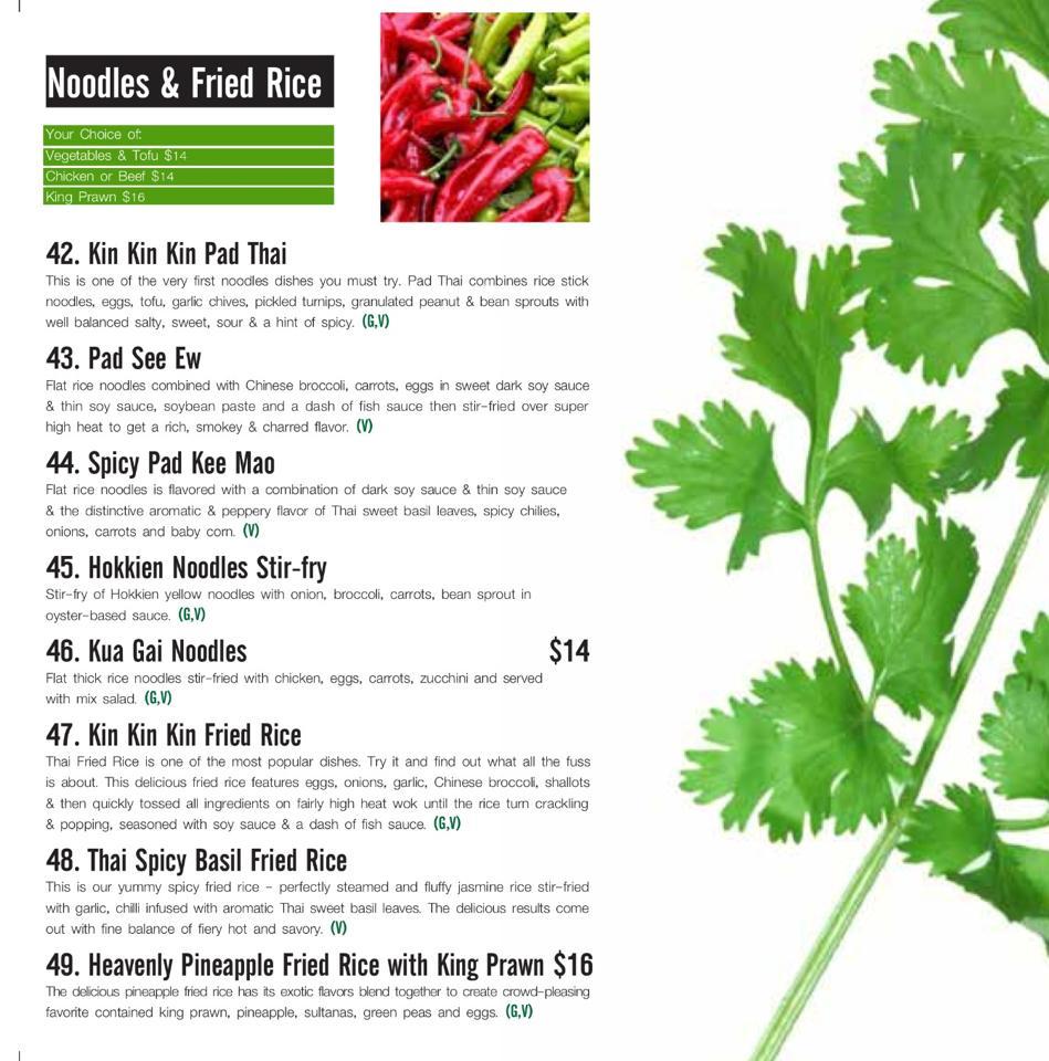 Menu at KinKinKin Thai Restaurant, Engadine