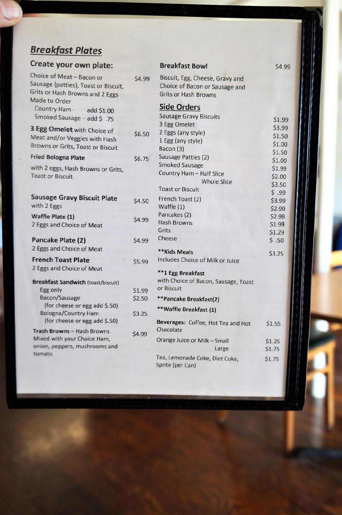 Menu at The Georgia Street Cafe, Fountain Inn