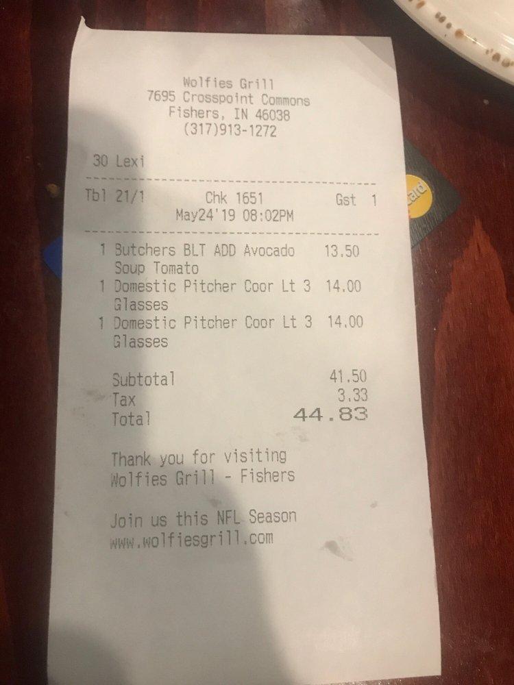Menu at Wolfies Grill - Fishers pub & bar, Fishers