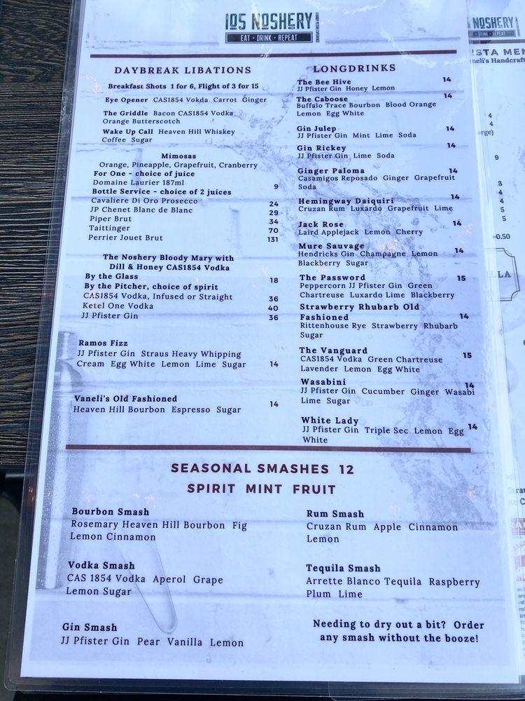 Menu at 105 Noshery pub & bar, Roseville