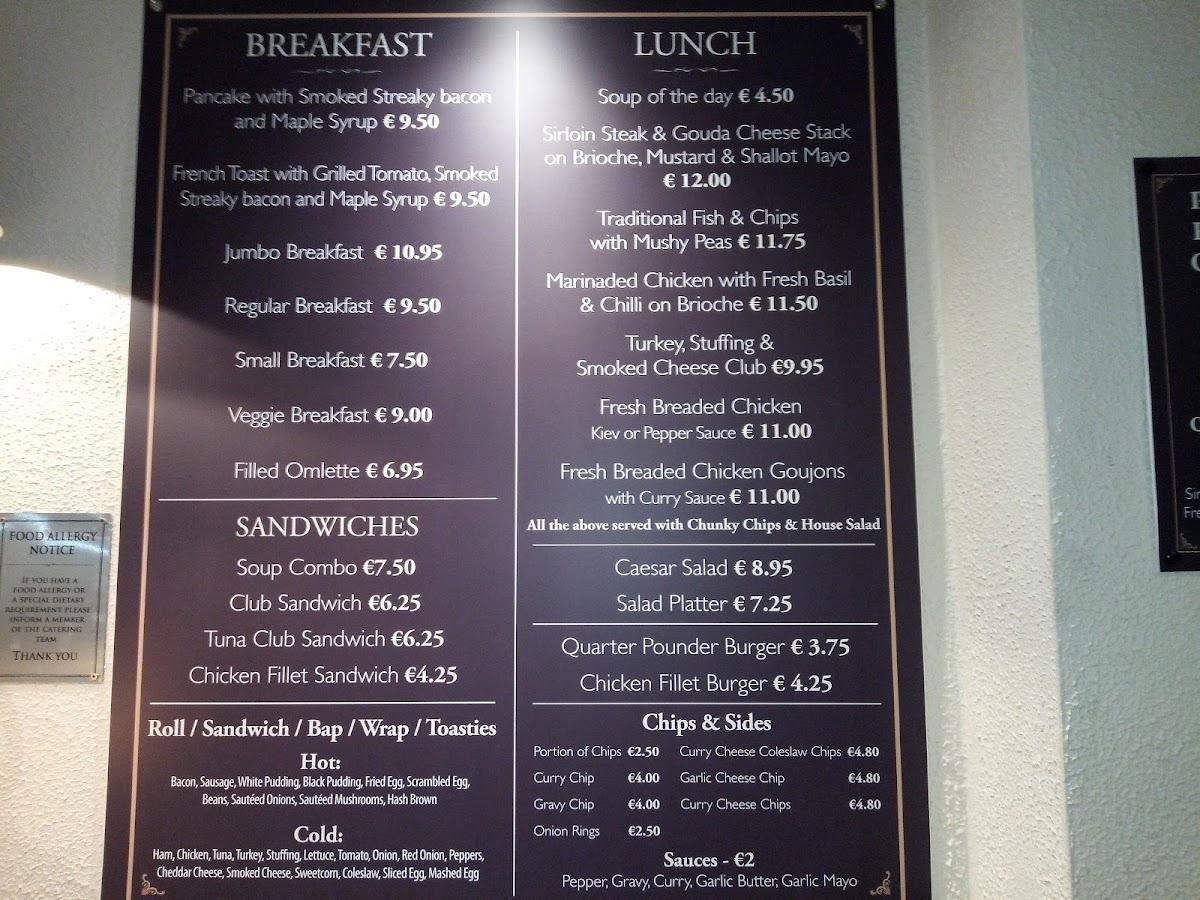 Menu at Margaret's Cafe, Sligo, Finisklin Rd