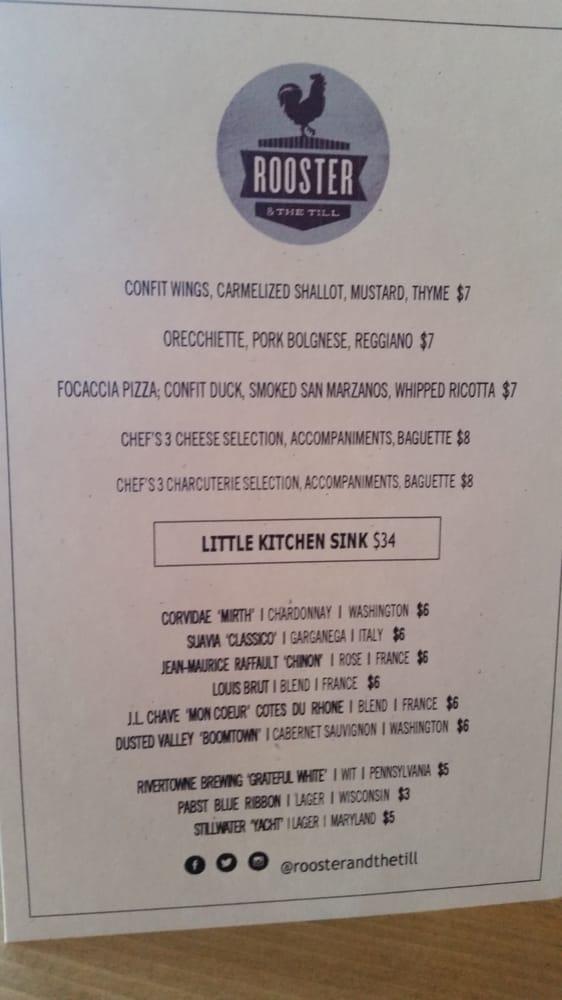 Menu at Rooster & the Till restaurant, Tampa