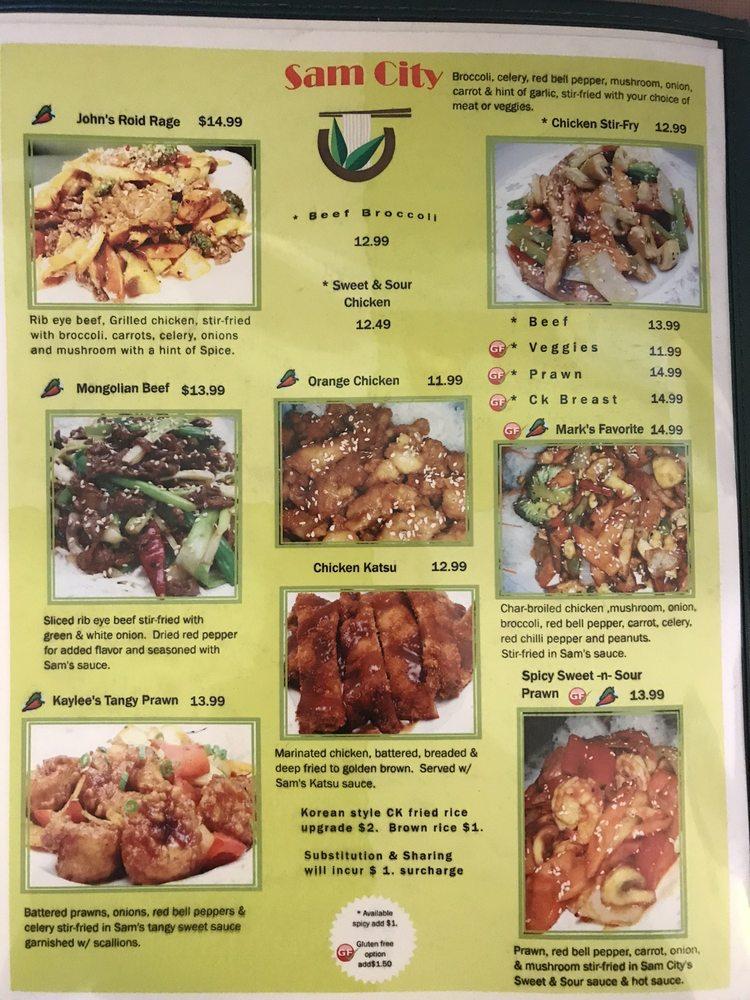 Menu at Sam City Pho & Grill restaurant, Albany