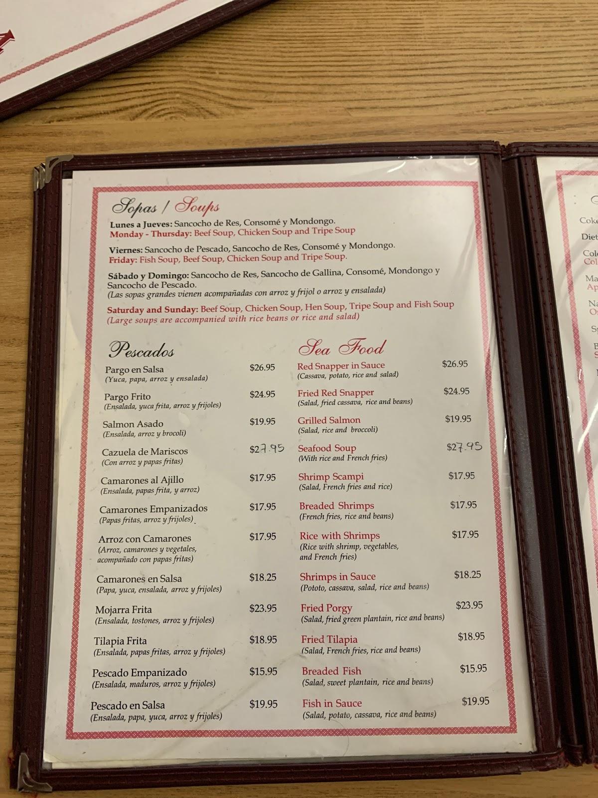 Menu at Enramada restaurant, Southampton
