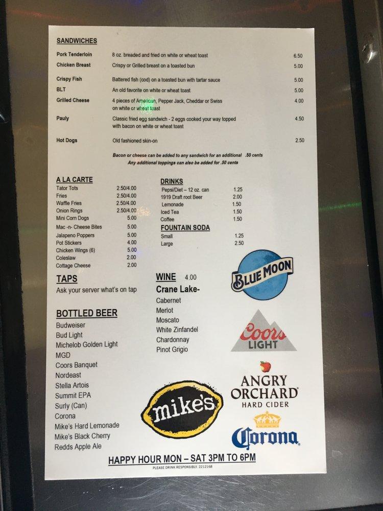 Menu at Miller's pub & bar, Columbia Heights
