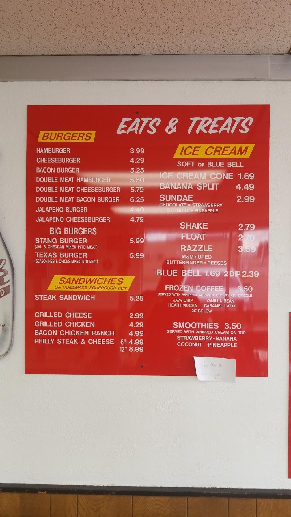 Menu at The Spot restaurant, Wheeler