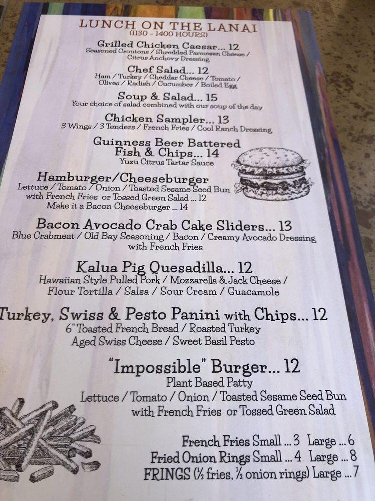 Menu at Bibas Courtyard Grill restaurant, Honolulu