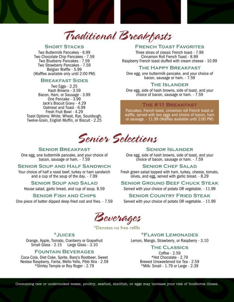 Menu at Island Cafe, Oak Harbor, State Rte 20
