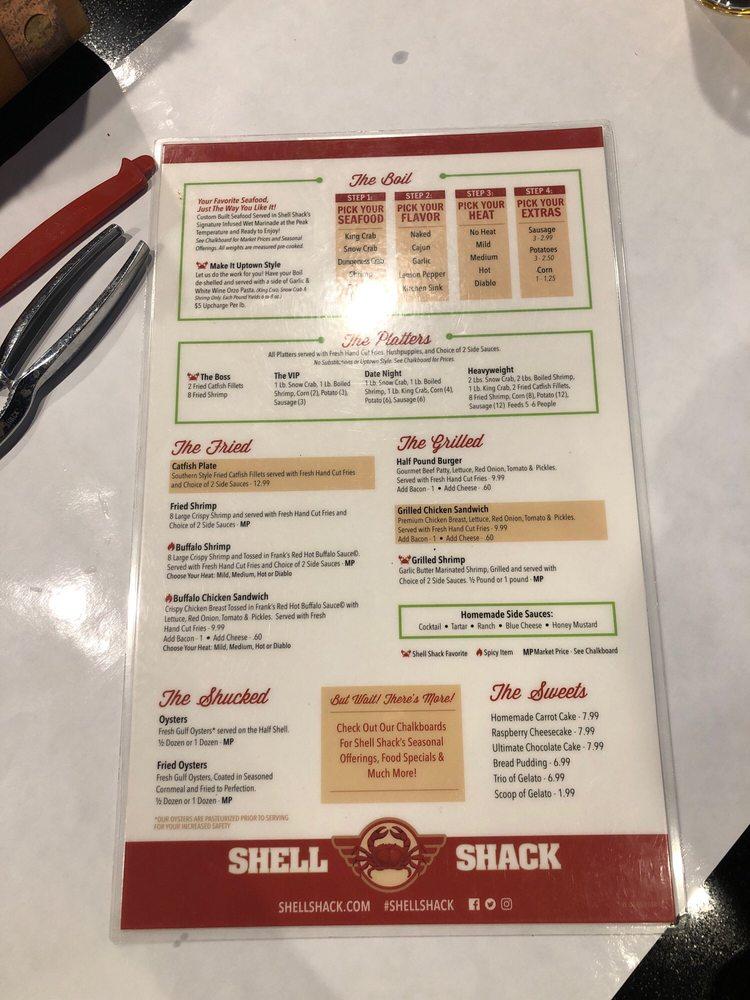 Menu at Shell Shack pub & bar, Houston