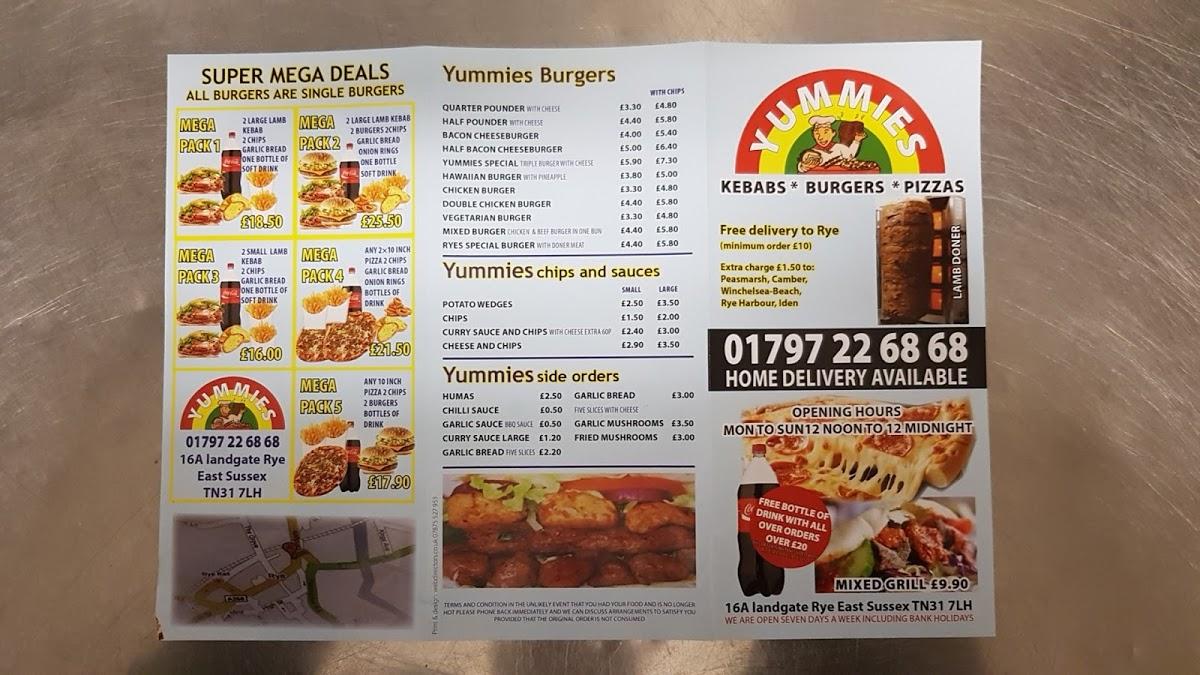 Menu at Yummies Pizza & Kebab Takeaway fast food, Rye