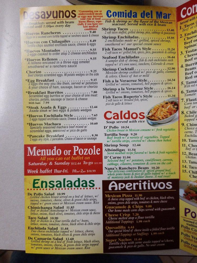 Menu at Cafe Manuel, Casa Grande, N Pinal Ave