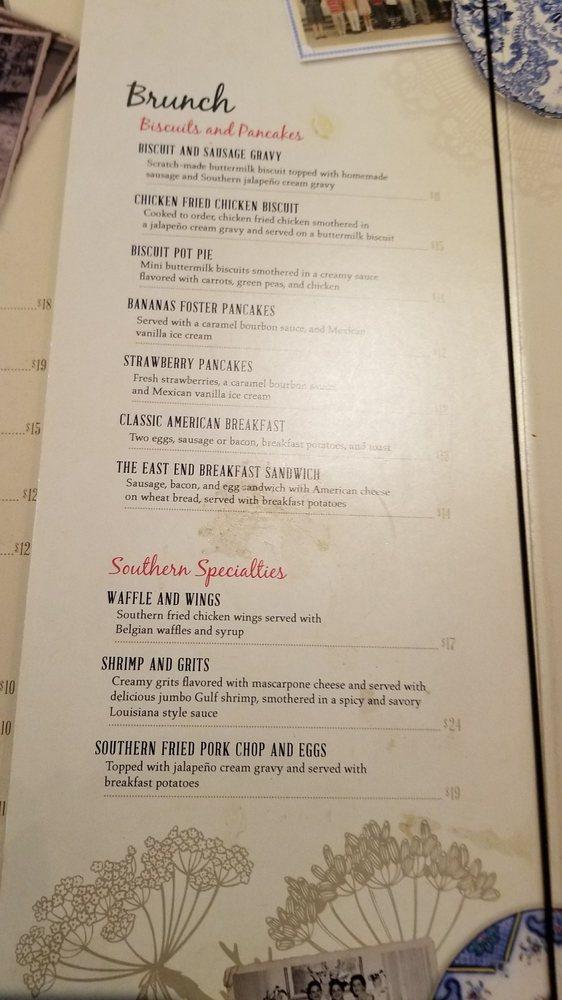 Menu at Grace's restaurant, Houston