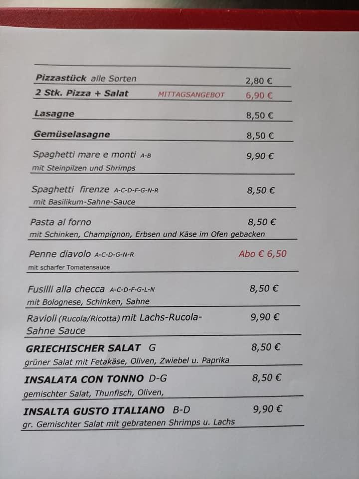 Speisekarte von Gusto Italiano restaurant, Kirchbichl