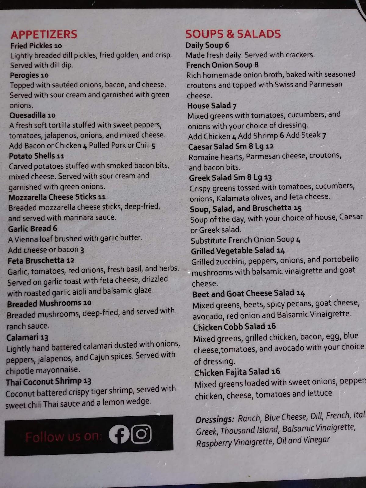 Menu at Pub 12, Cannington