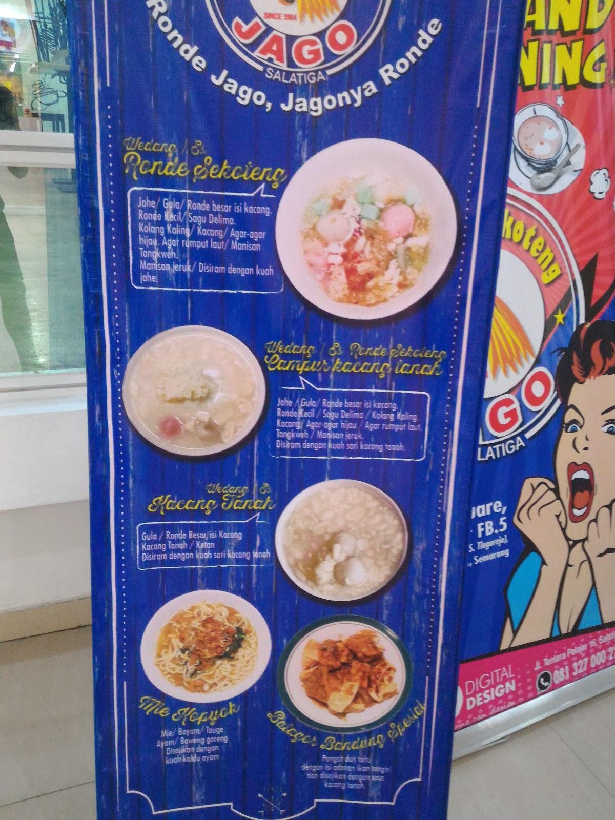 Menu at RONDE SEKOTENG JAGO cafe, Semarang, CIMB Niaga - Rumah Sakit Telogo