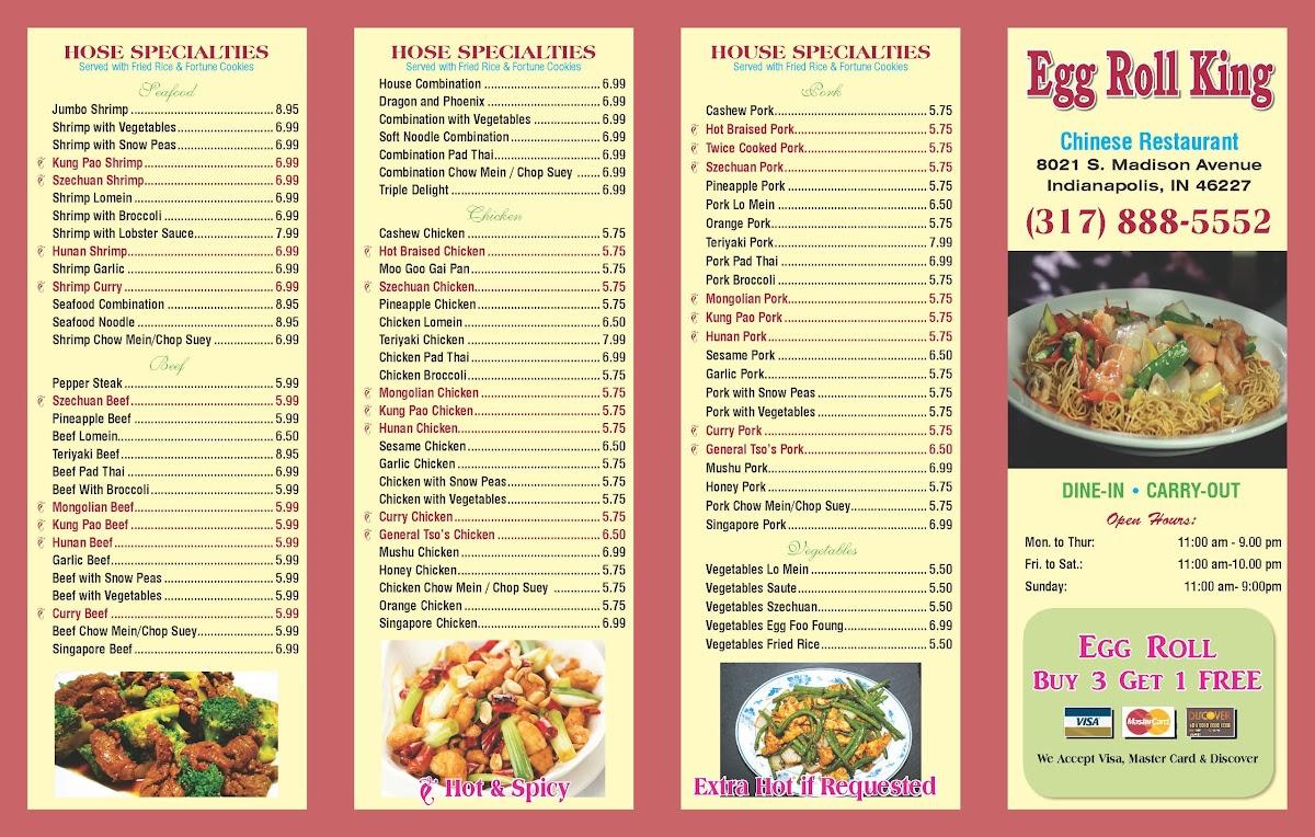 Menu at Egg Roll King on Madison Ave. fast food, Indianapolis, Madison Ave