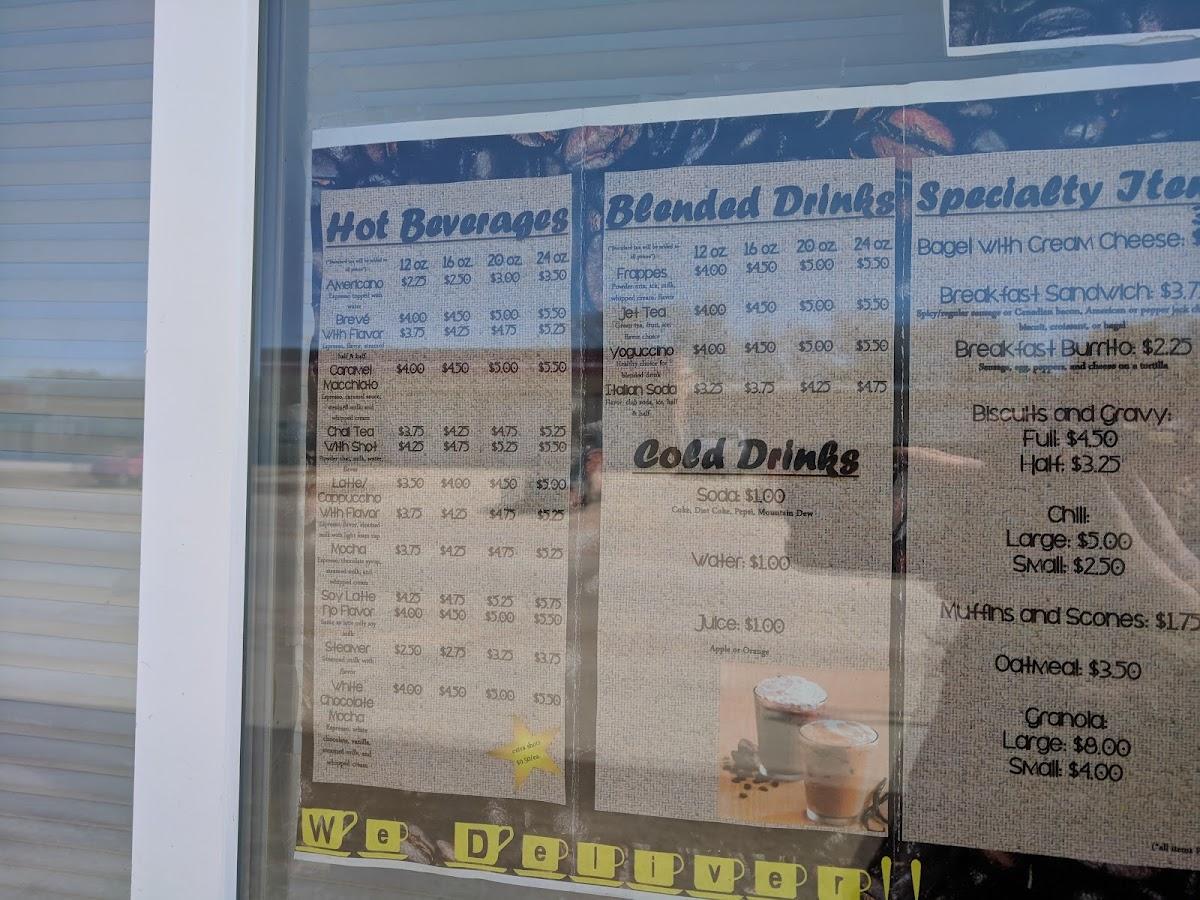 Menu at Main Street Grind cafe, Watford City