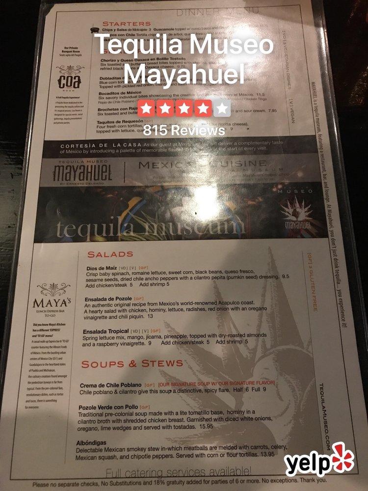 Menu at Mayahuel pub & bar, Sacramento