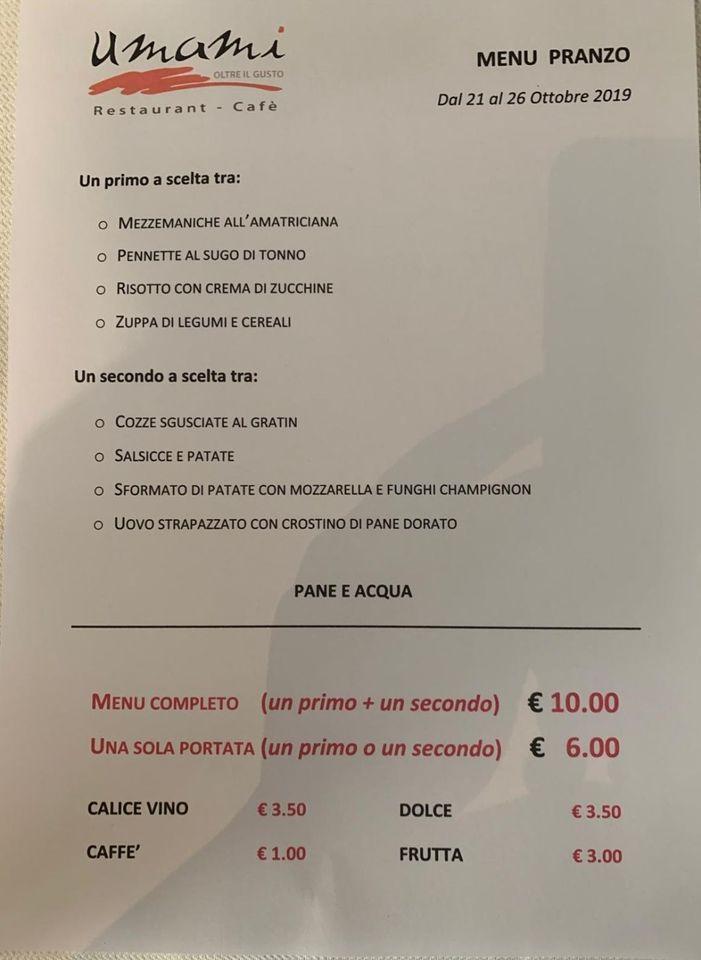 Menu au Umami Restaurant Cafè, Avezzano