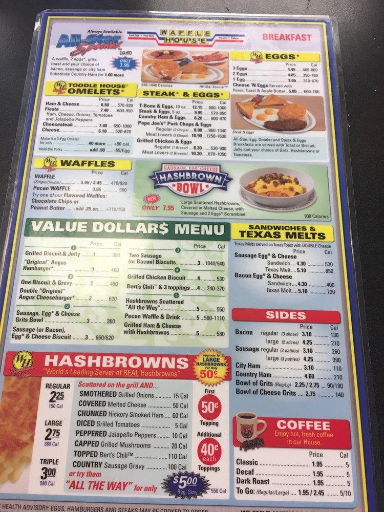 Menu at Waffle House Incorporated, Jacksonville, Airport Rd