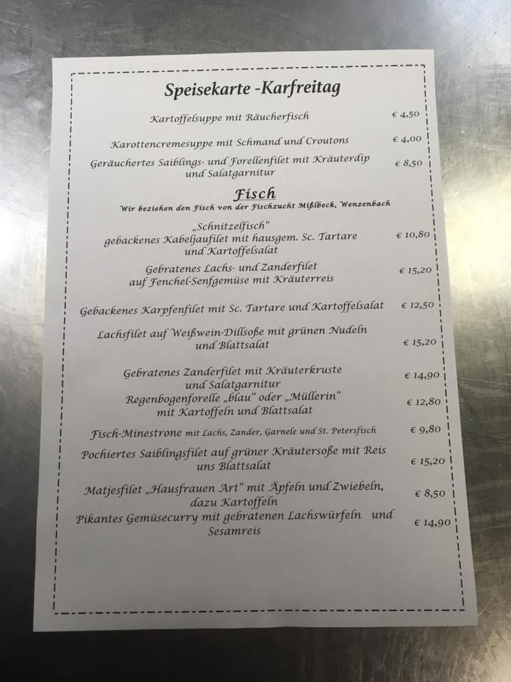 Speisekarte von Zur Walba restaurant, Pentling