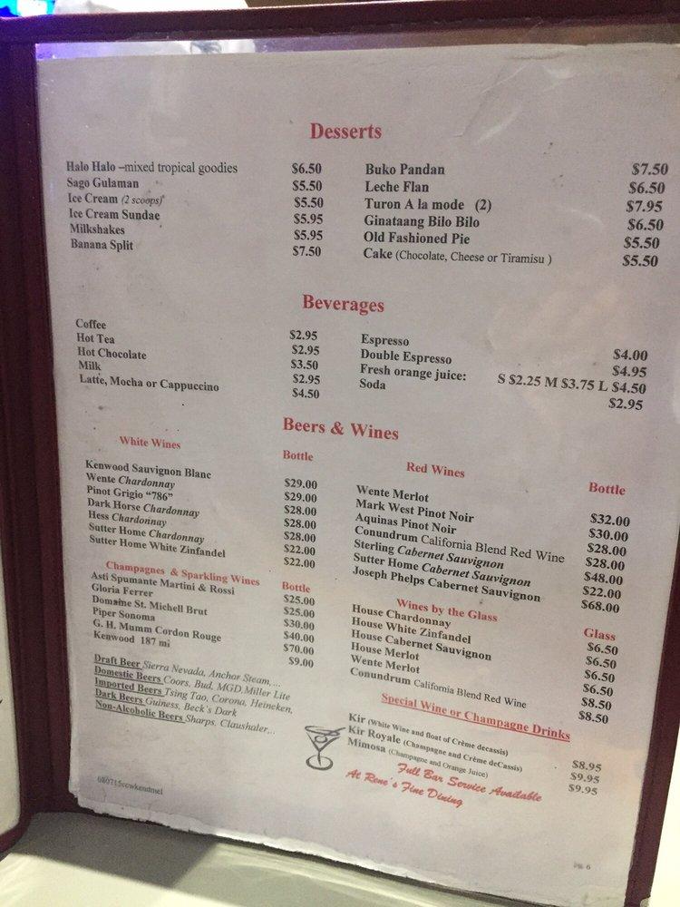 Menu at Lucky Chances Casino restaurant, Colma
