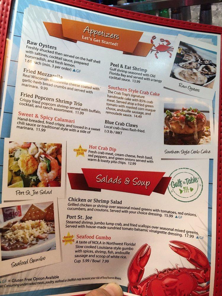 Menu at Crab Trap, Fort Walton Beach restaurant, Fort Walton Beach