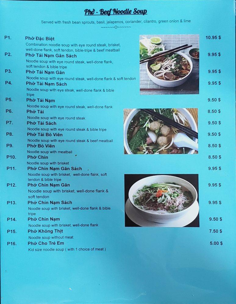 Menu at Pho Time restaurant, Enterprise