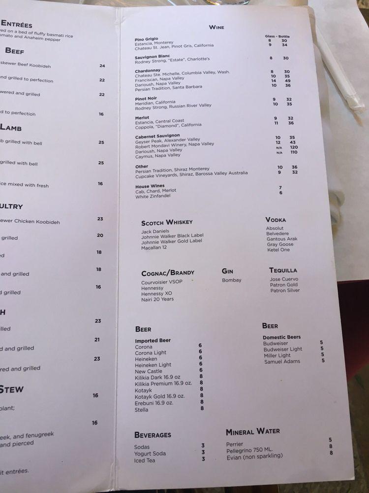 Menu at Raffi's Place restaurant, Glendale