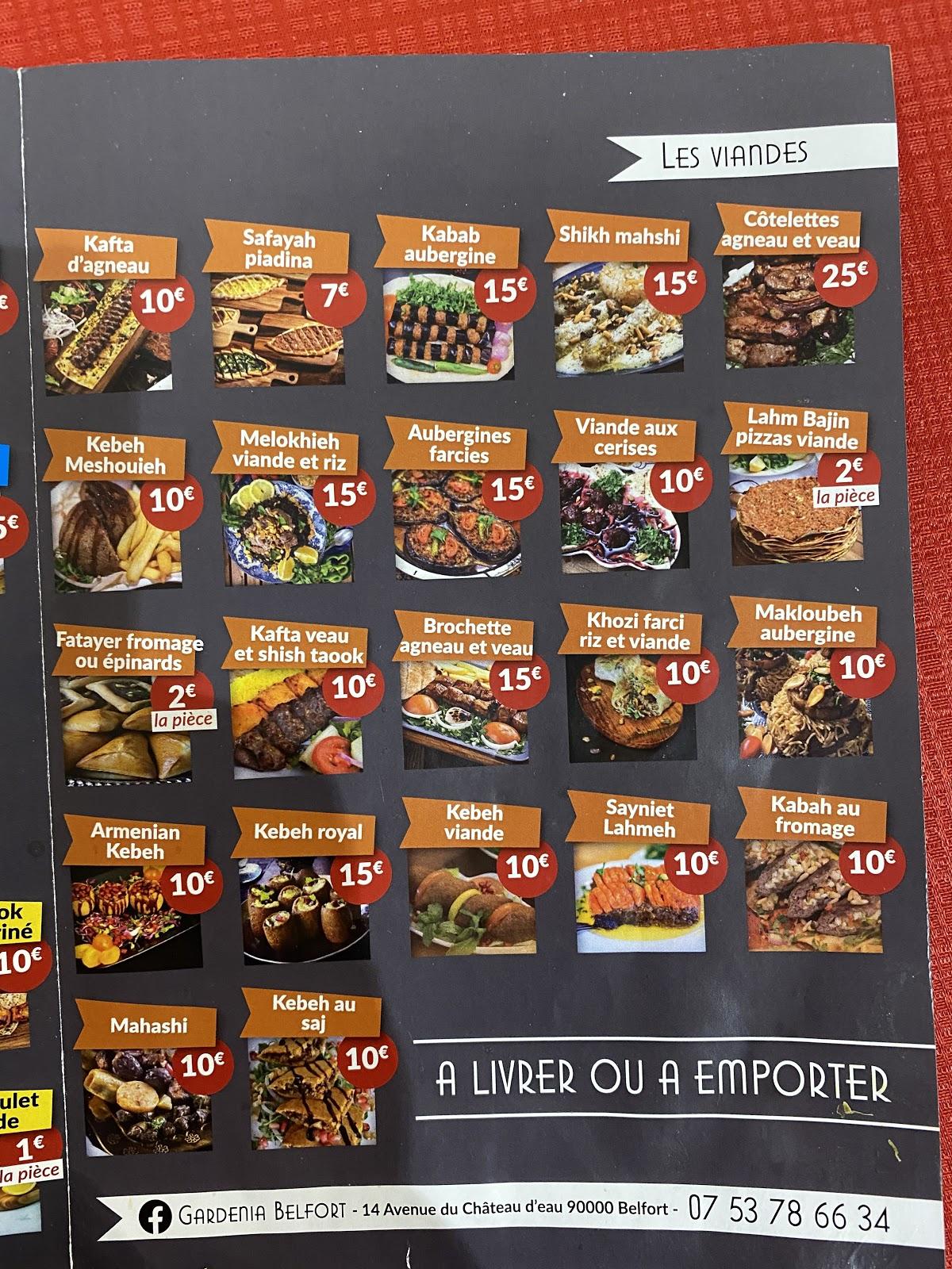Menu at GARDENIA RESTAURANT, Belfort