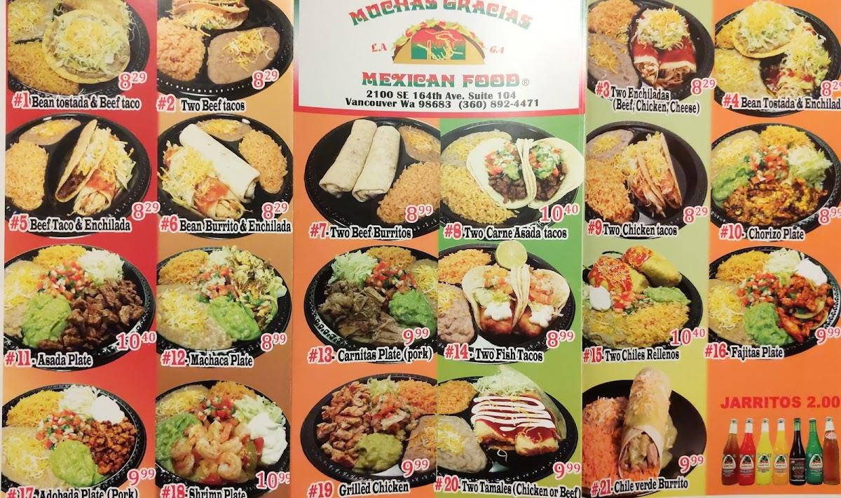 Menu at Muchas Gracias Mexican Food restaurant, Vancouver, Washington St