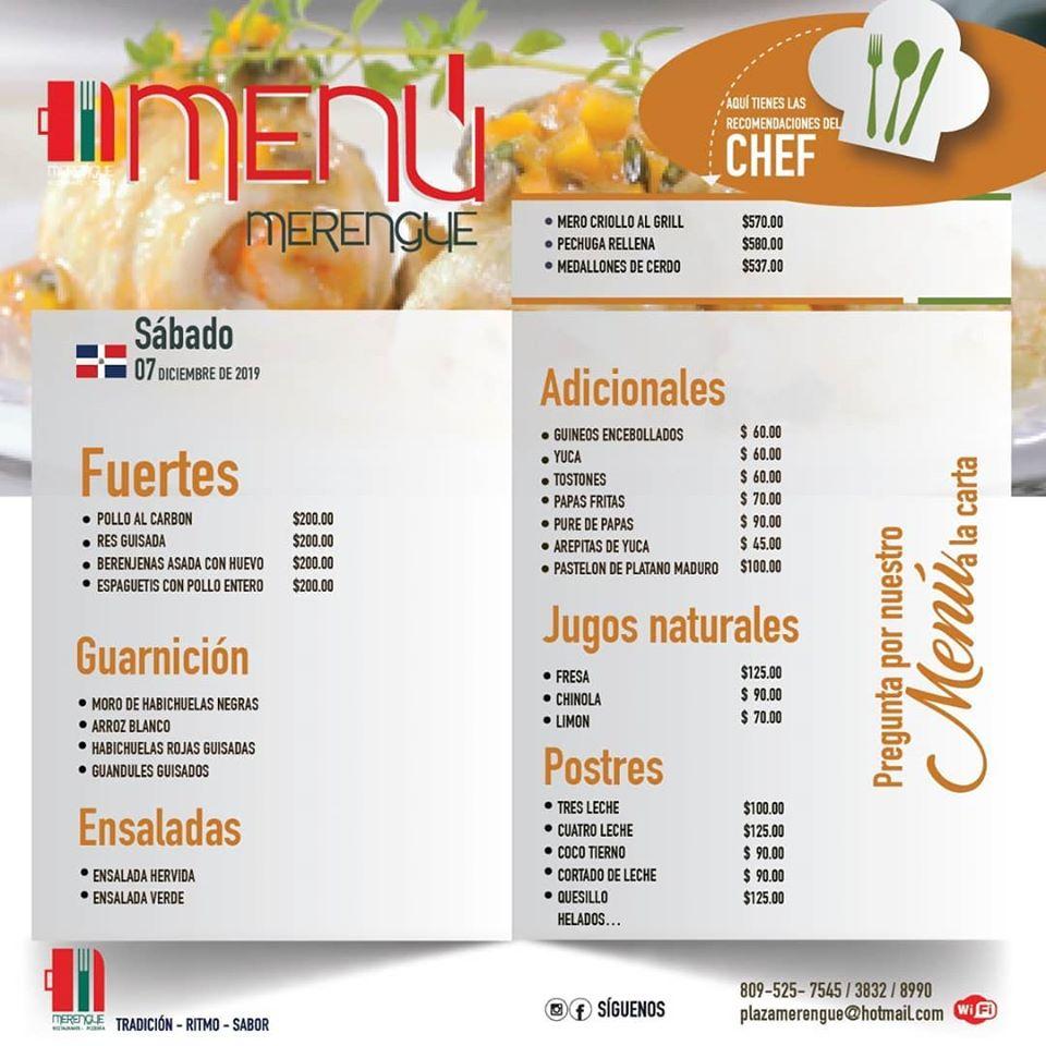 Menu at Restaurante Plaza Merengue, Bonao, WHWR+XP5