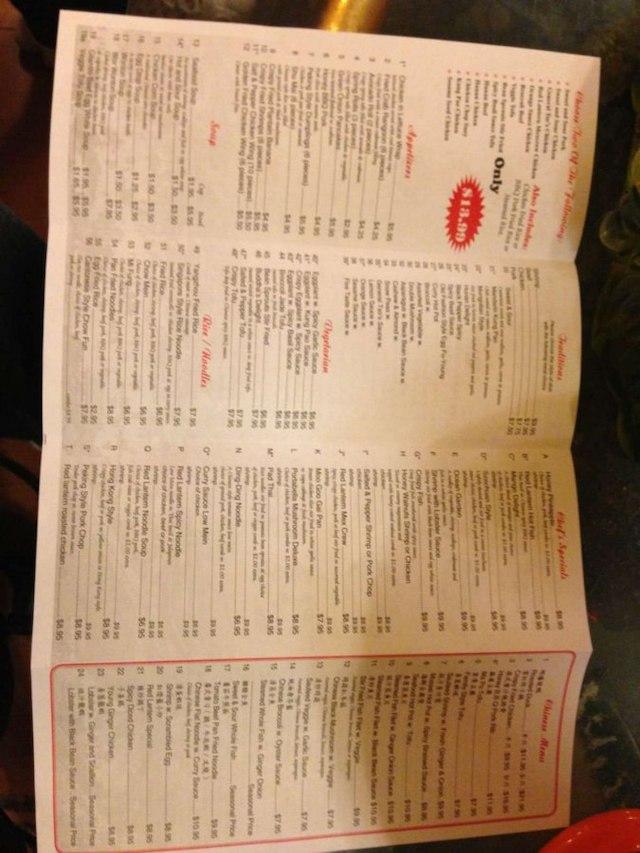 Menu at Red Lantern restaurant, El Paso, N Zaragoza Rd #7928