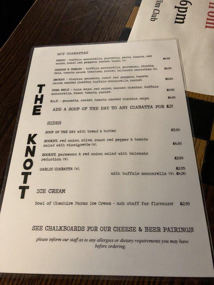 Menu at The Knott. pub & bar, Manchester