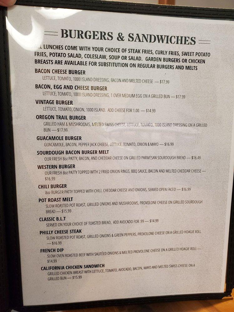 Menu at Vintage Inn Restaurant, Cottage Grove