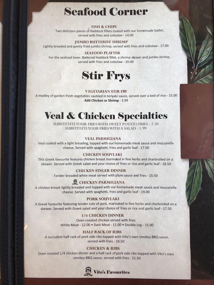 Menu at Vito's Pizzeria, Bancroft