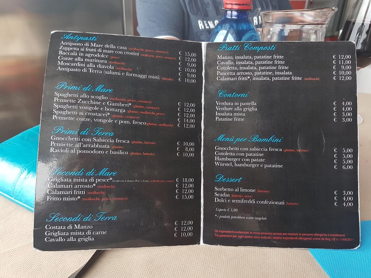 Menu da Al Primo Risto bar, Marina di Sorso