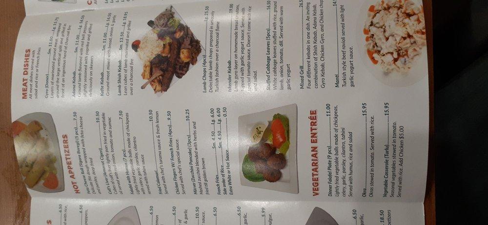 Menu at Ay Kebab restaurant, New York City