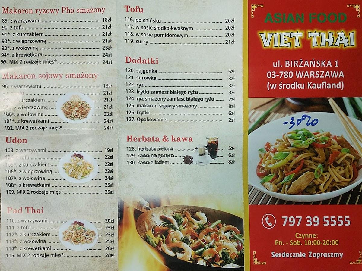Menu at Bar Asian Food Viet Thai, Warsaw