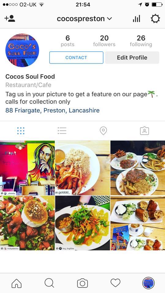 Carta del café Coco's Soul Food, Preston