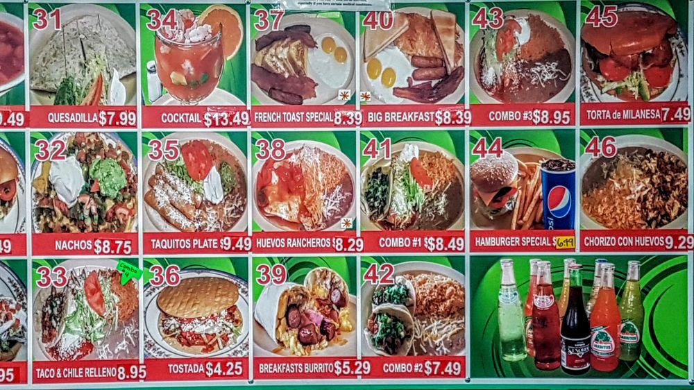 Menu at Don Pedro restaurant, Camas